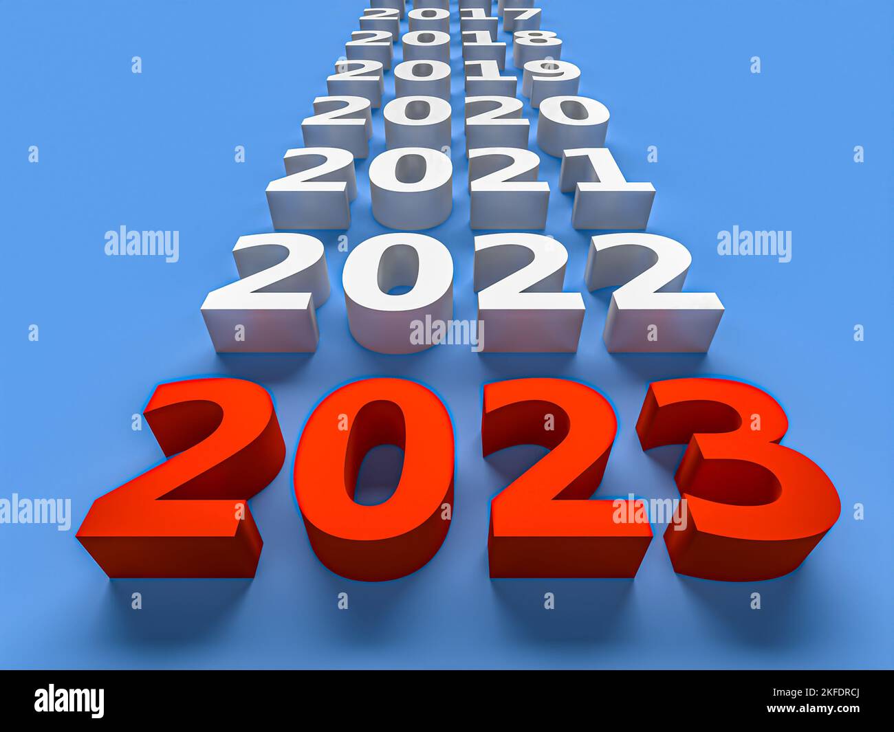 Red number of new 2023 year near old years. 3d rendering Stock Photo ...