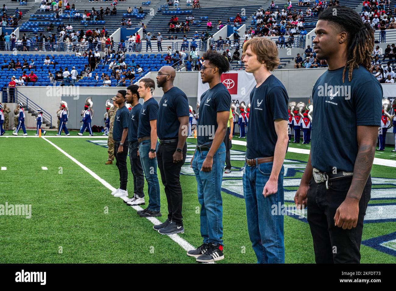 The United States Air Force Delayed Enlistment Program members stand at ...