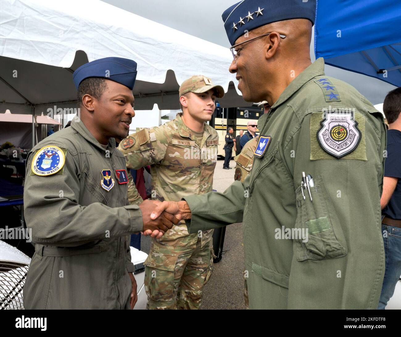 Air Force Chief of Staff Gen. CQ Brown, Jr., greets Staff Sgt. Tyre ...