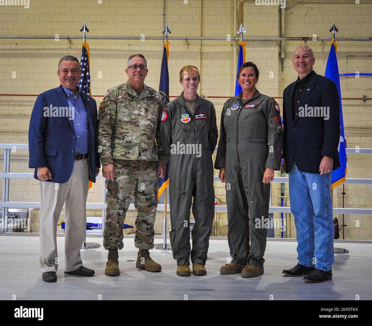 Pictured from left are U.S. Rep. Don Bacon, former commander of Offutt's 55th Wing; Maj. Gen ...