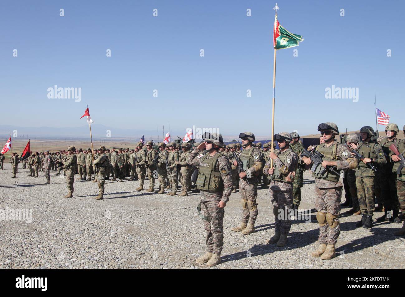 Participating countries supporting Noble Parter 22 stand in formation ...