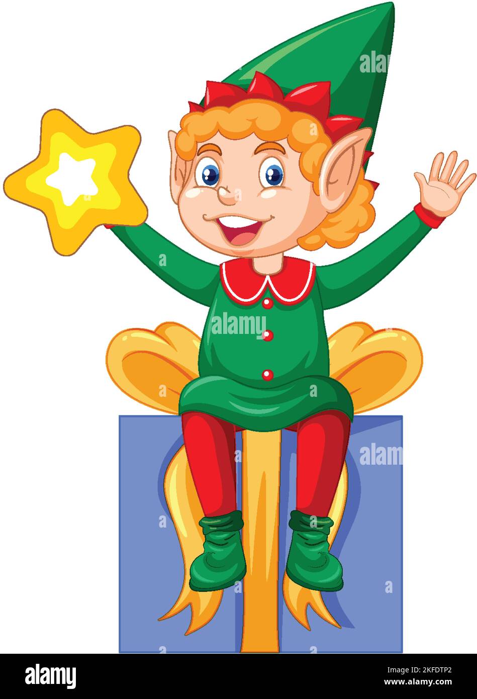 Cute kid wearing elf costume cartoon illustration Stock Vector Image ...