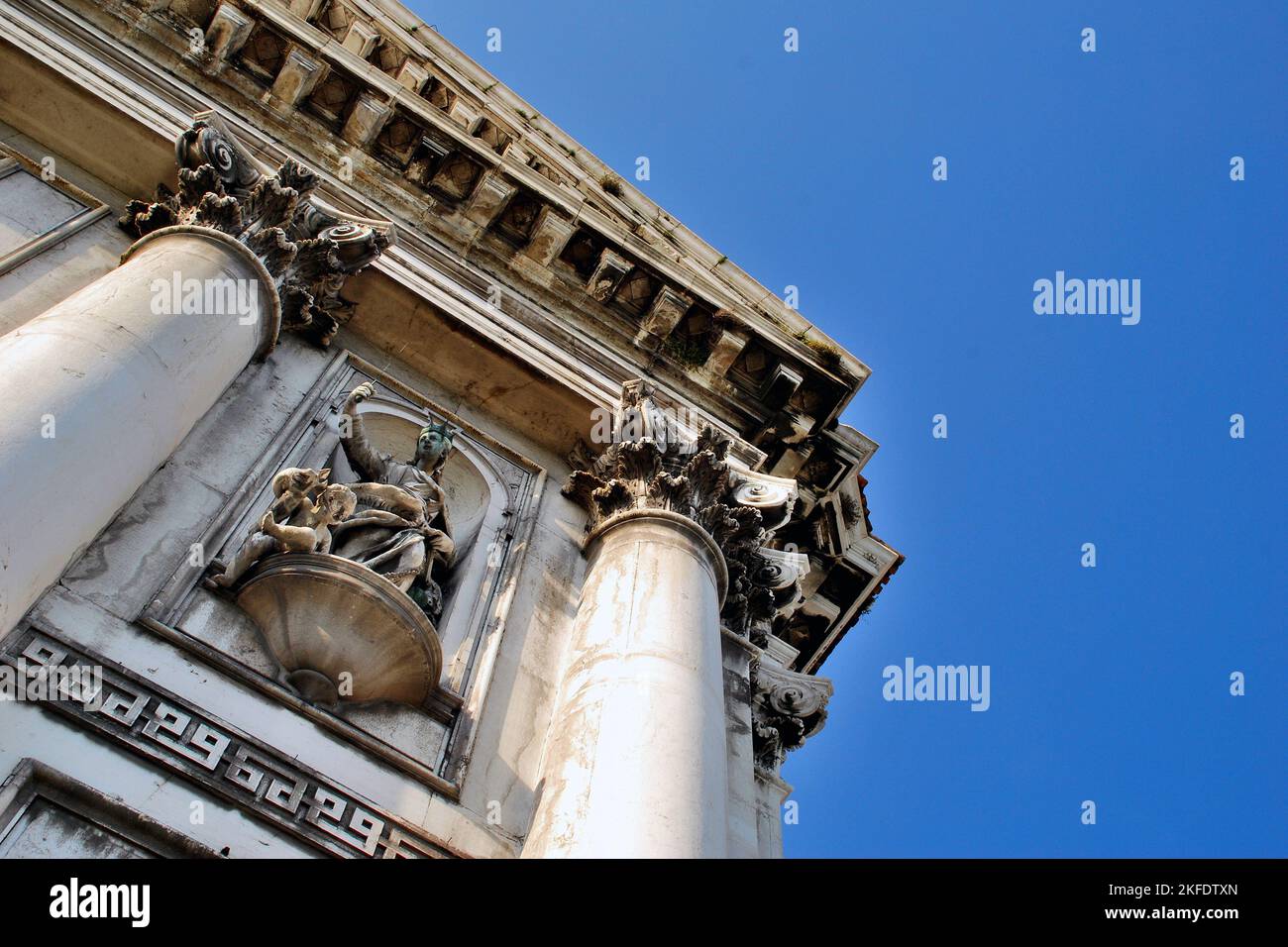 Carving details on the outer wall of the church, Grand Canal, Venice ...