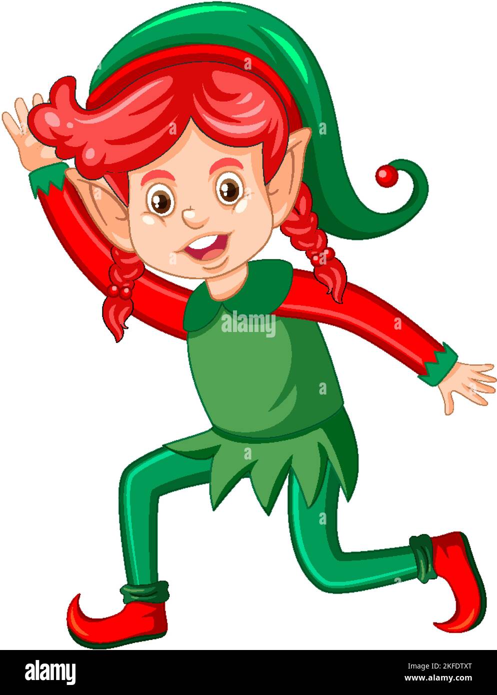 Cute kid wearing elf costume cartoon illustration Stock Vector Image ...