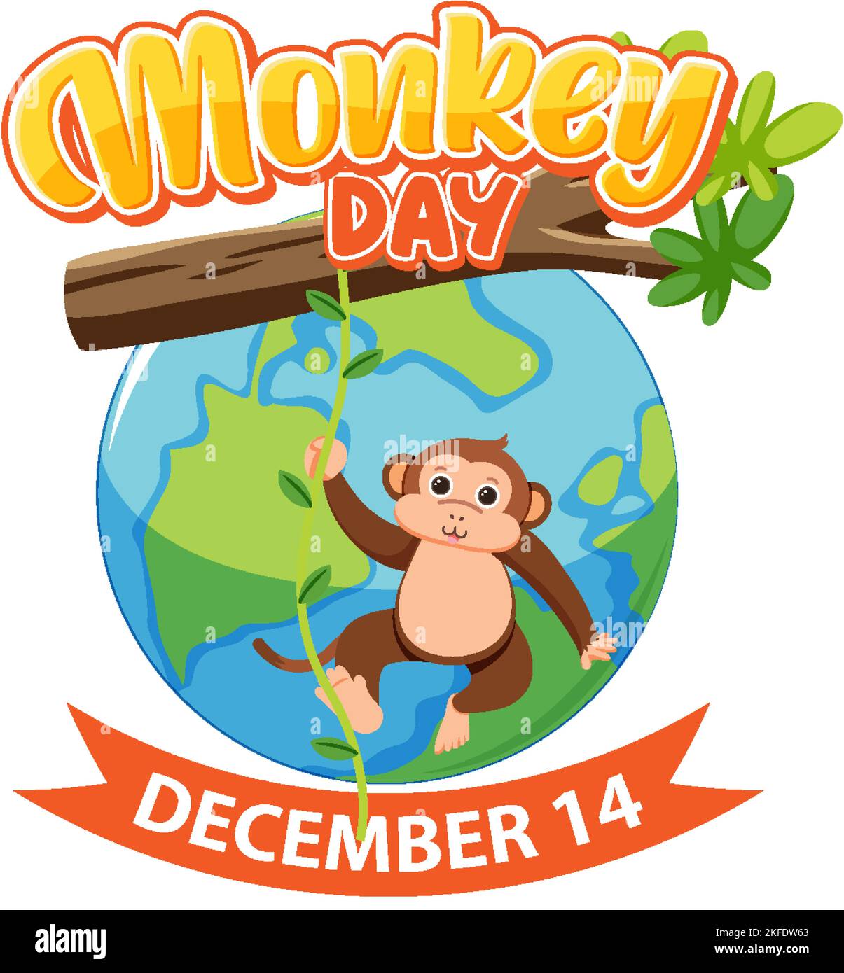 Monkey day text for banner or poster design illustration Stock Vector ...