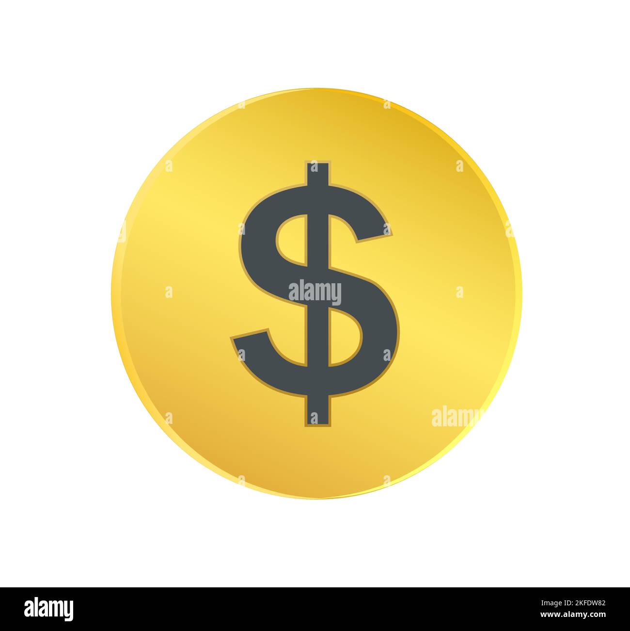 Gold Dollar Coin Isolated Icon Business Finance Vector Illustration ...