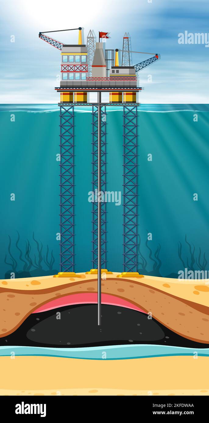 Offshore platforms in the sea illustration Stock Vector Image & Art - Alamy