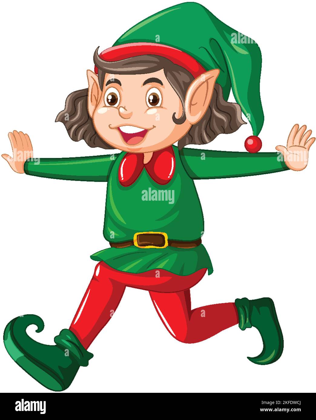 Cute kid wearing elf costume cartoon illustration Stock Vector Image ...