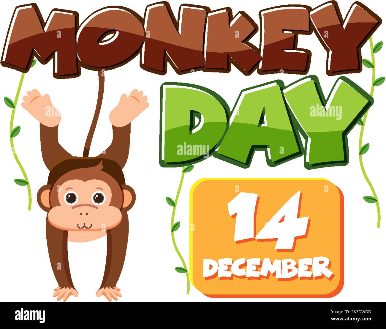 Monkey day text for banner or poster design illustration Stock Vector ...
