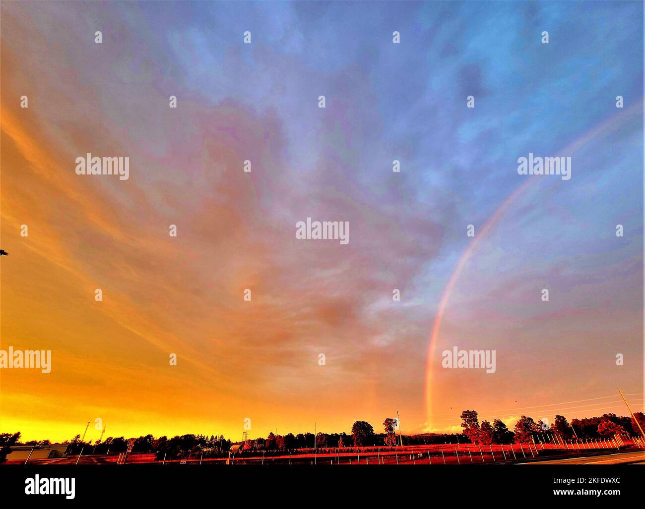 A rainbow is shown Sept. 10, 2022, forming over Fort McCoy, Wis. The ...