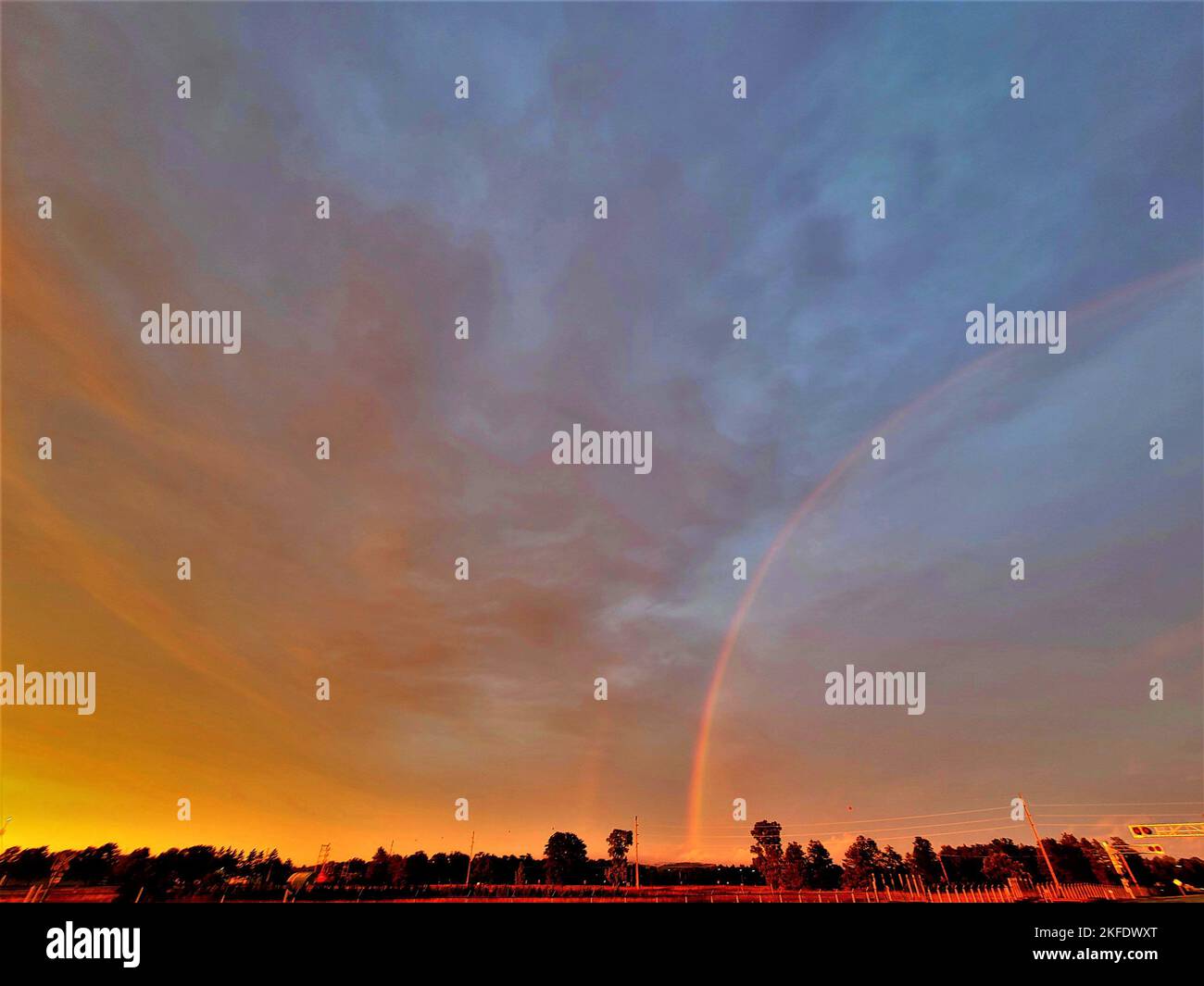 A rainbow is shown Sept. 10, 2022, forming over Fort McCoy, Wis. The ...