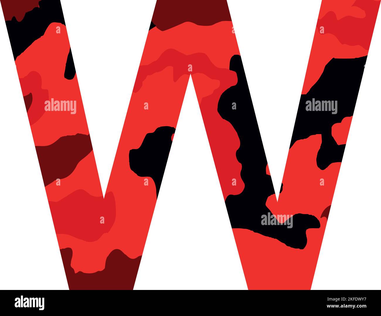 English alphabet letter W, khaki style isolated on white background - Vector illustration Stock ...