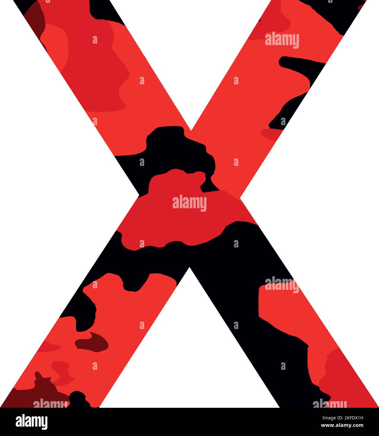 English alphabet letter X, khaki style isolated on white background ...