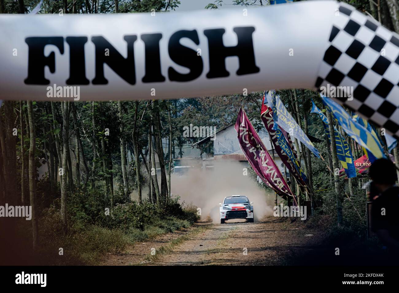 High speed 2022 Toyota Yaris GR approaching finish line at the Kejurnas ...