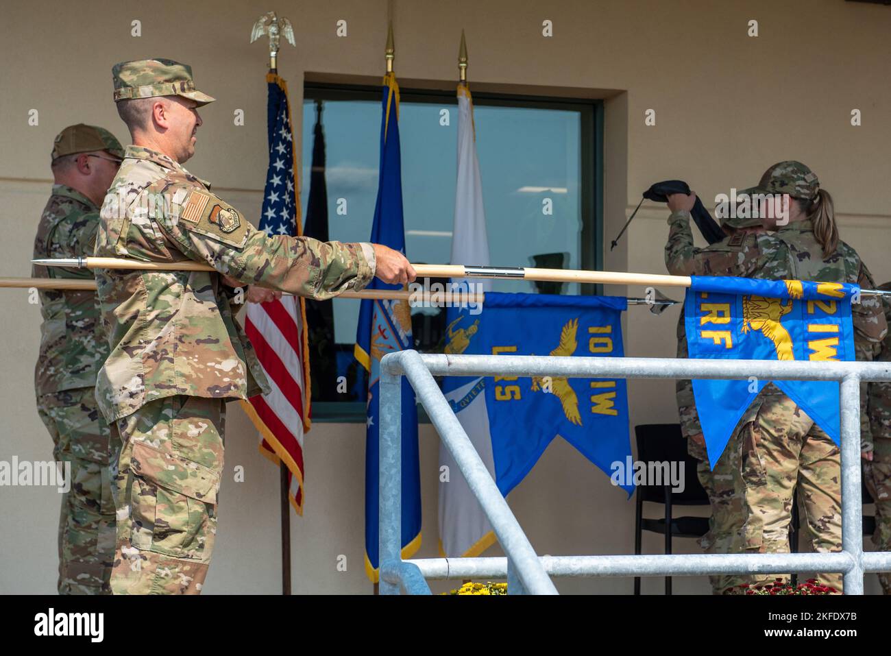 The guidon for the 102nd Logistics Readiness Flight was replaced by the ...