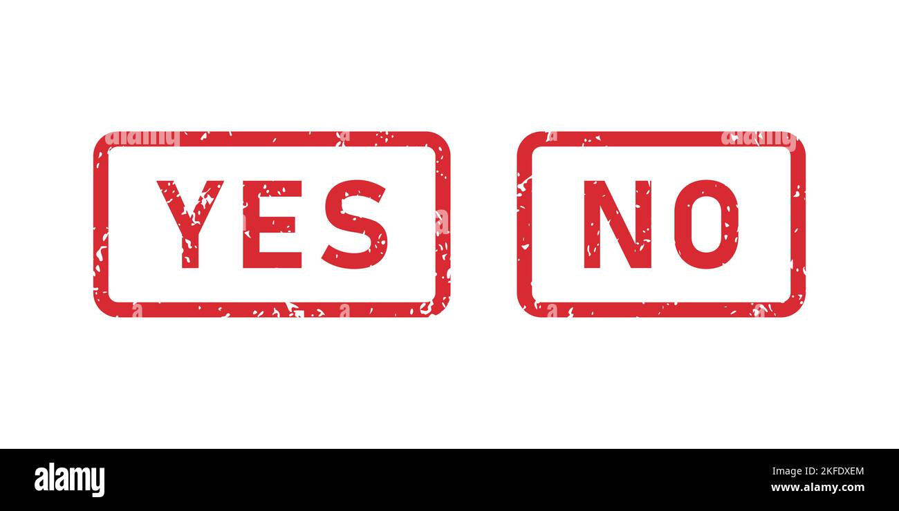 Grunge red Yes and No word rubber stamp. Yes and No sign sticker set ...