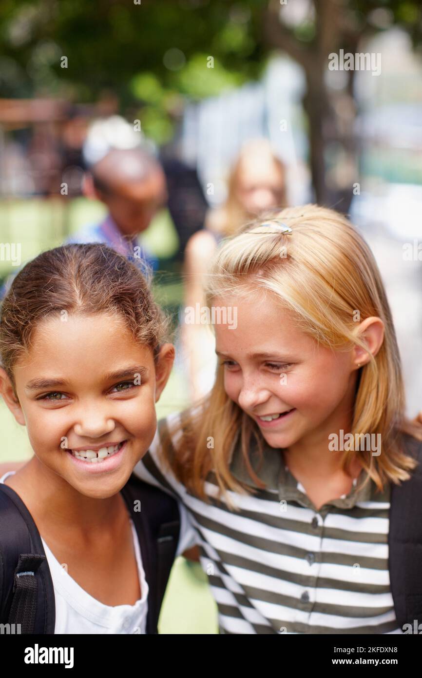 Shes my best friend. Elementary school girls of different ethnic groups ...