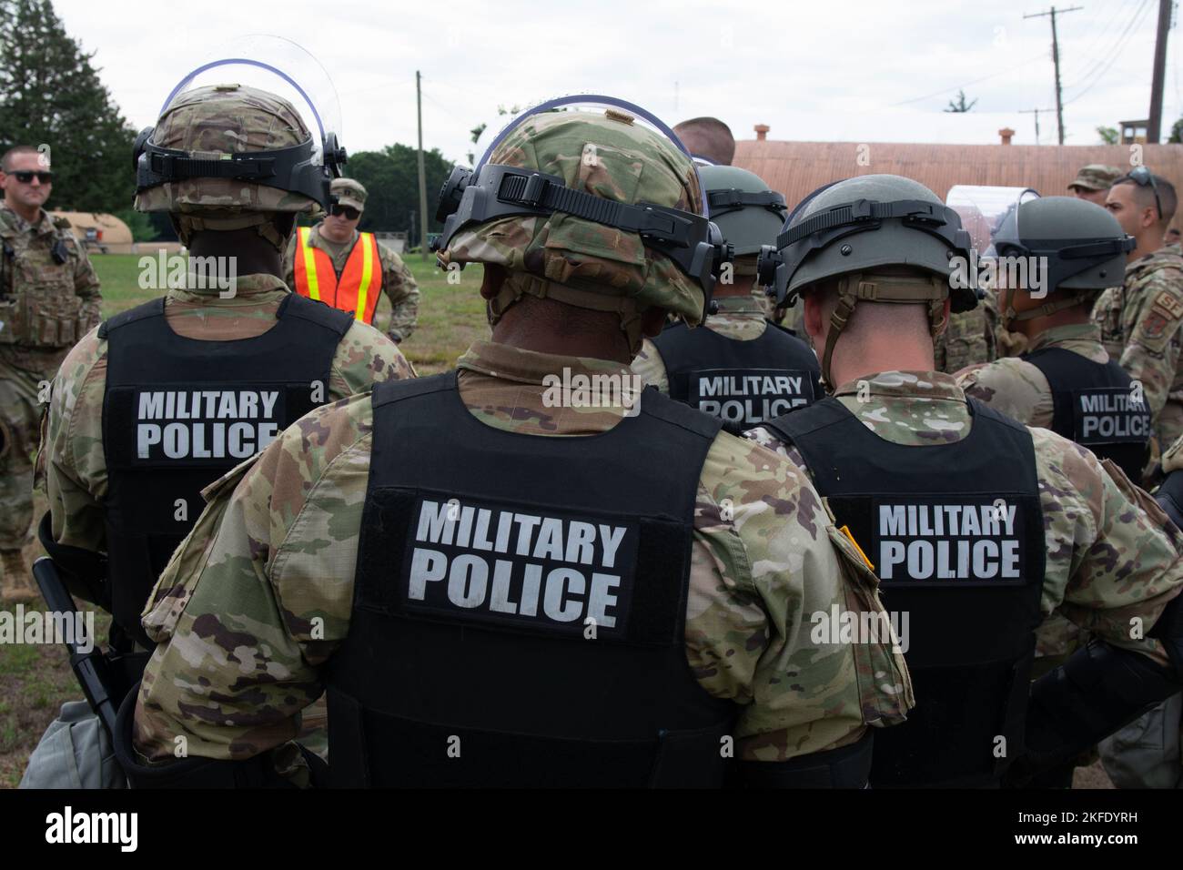 Members of local, state and military police riot training at Camp ...