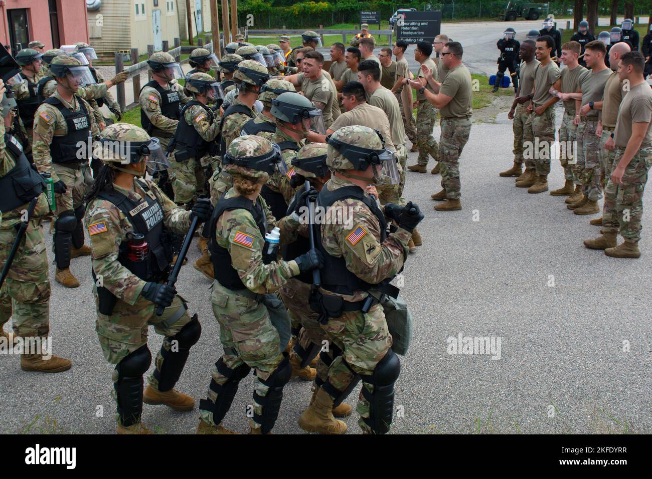 Members of local, state and military police riot training at Camp ...