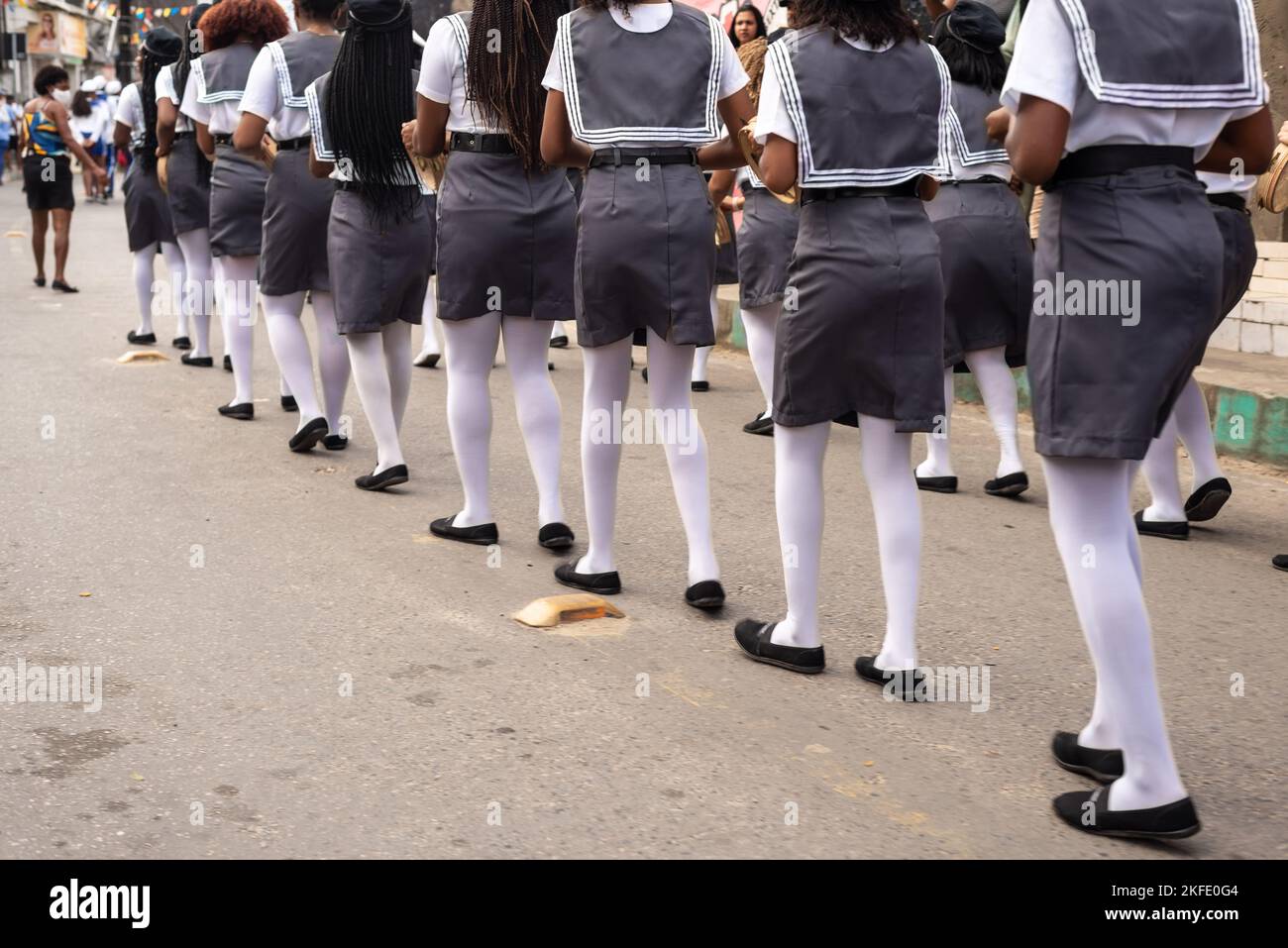 The parade members standing in line at the Chegancas cultural meeting ...