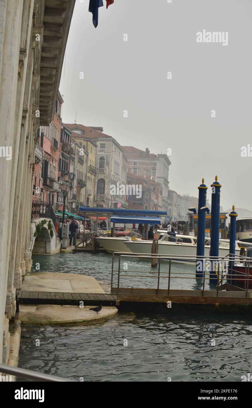 Grand Canal Venice Italy Panorama Boat Pier Stock Photo - Alamy