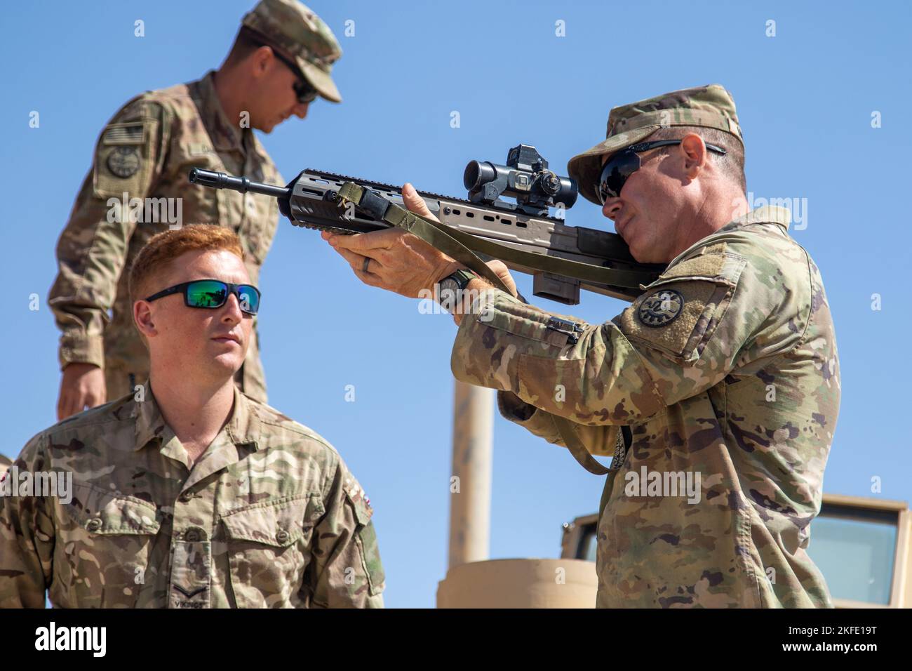 U.S. Army Soldiers from the 1st Combined Arms Battalion, 163rd Cavalry ...