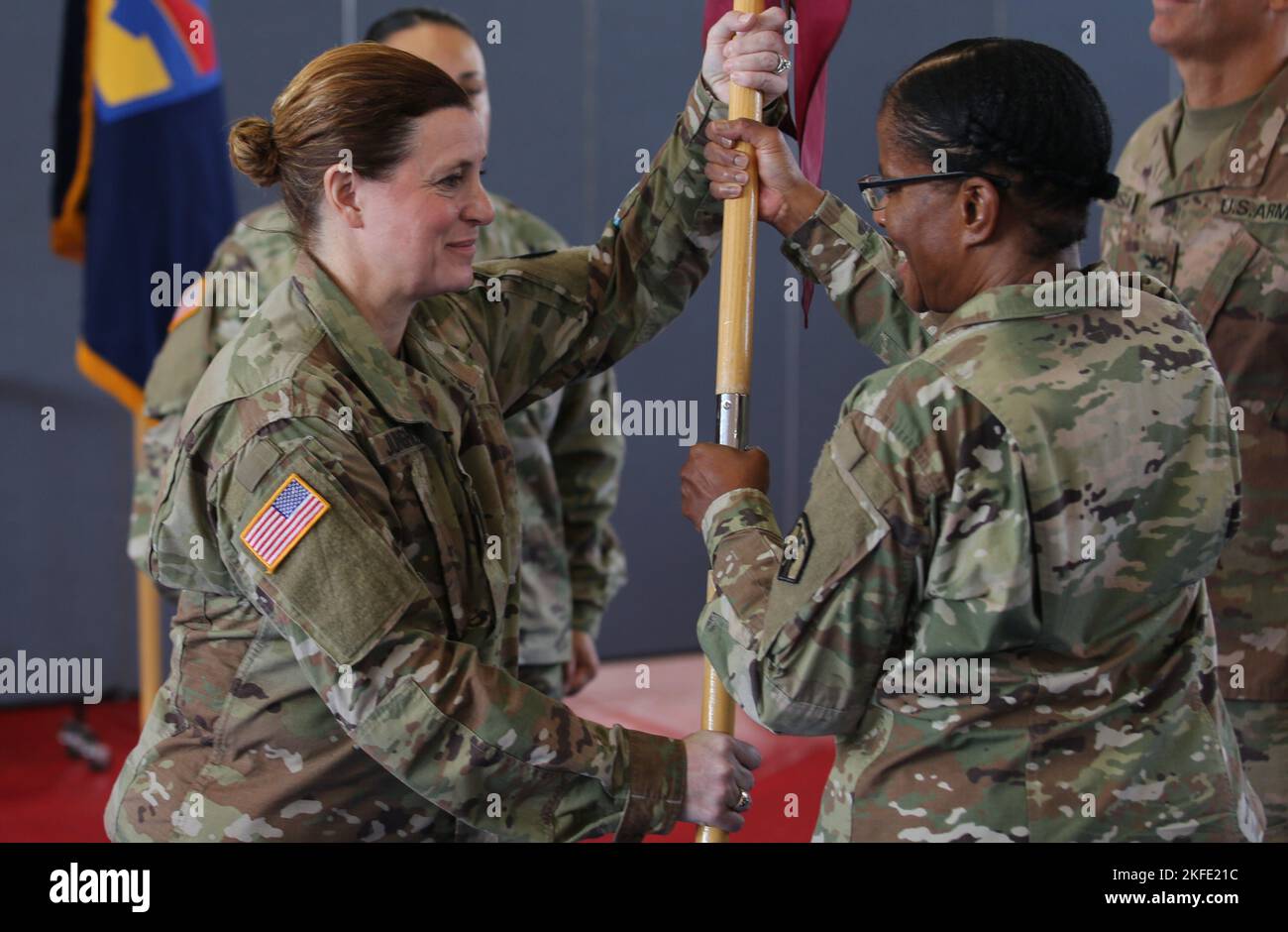 KAISERSLAUTER, Germany- U.S. Army Reserve Col. Faith L. Junghahn (left) the commanding officer ...