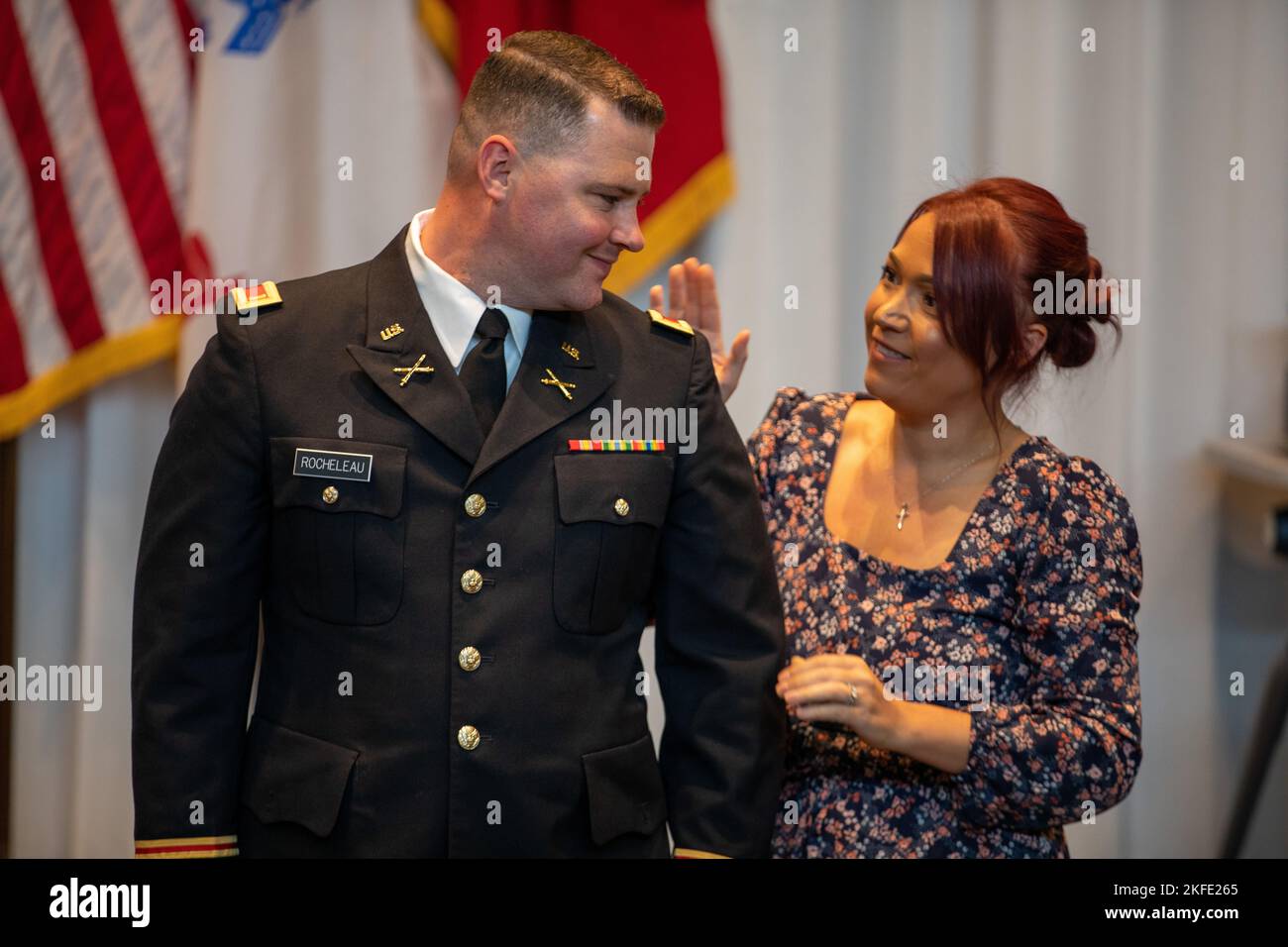 2nd Lt. Sean Rochealeau is pinned his new rank by his wife, Jayden ...