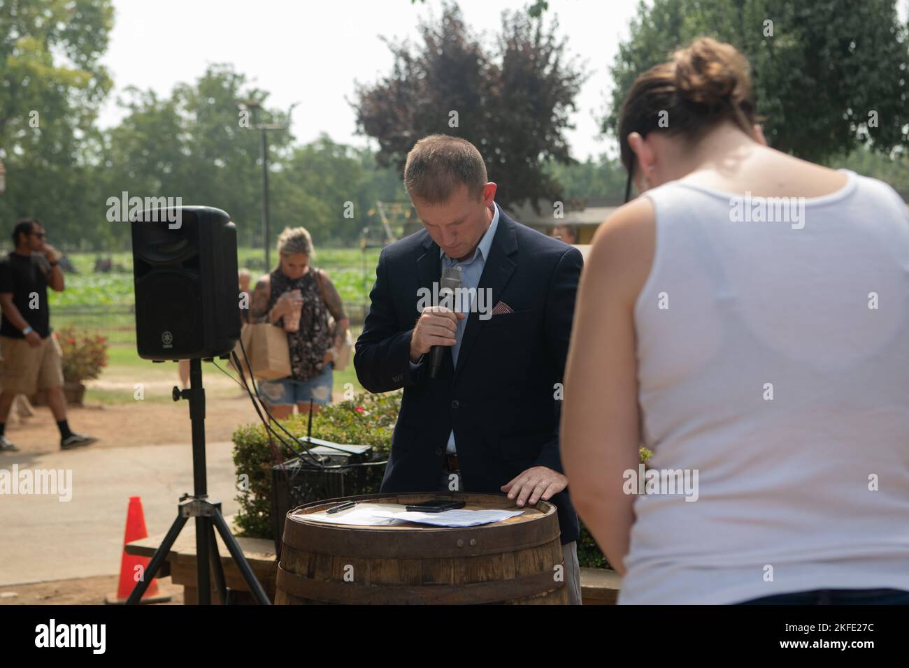 Chaplain Jonathan Lampley, 9th Maintenance Group chaplain, gives an ...