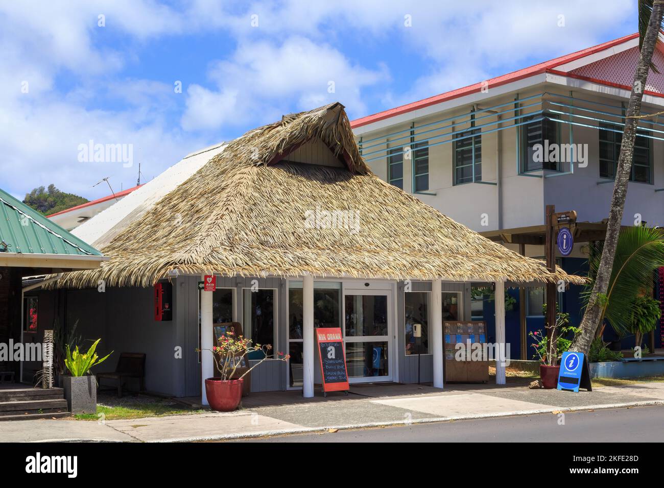 The visitor information center in Avarua, Rarotonga, Cook Islands, with ...