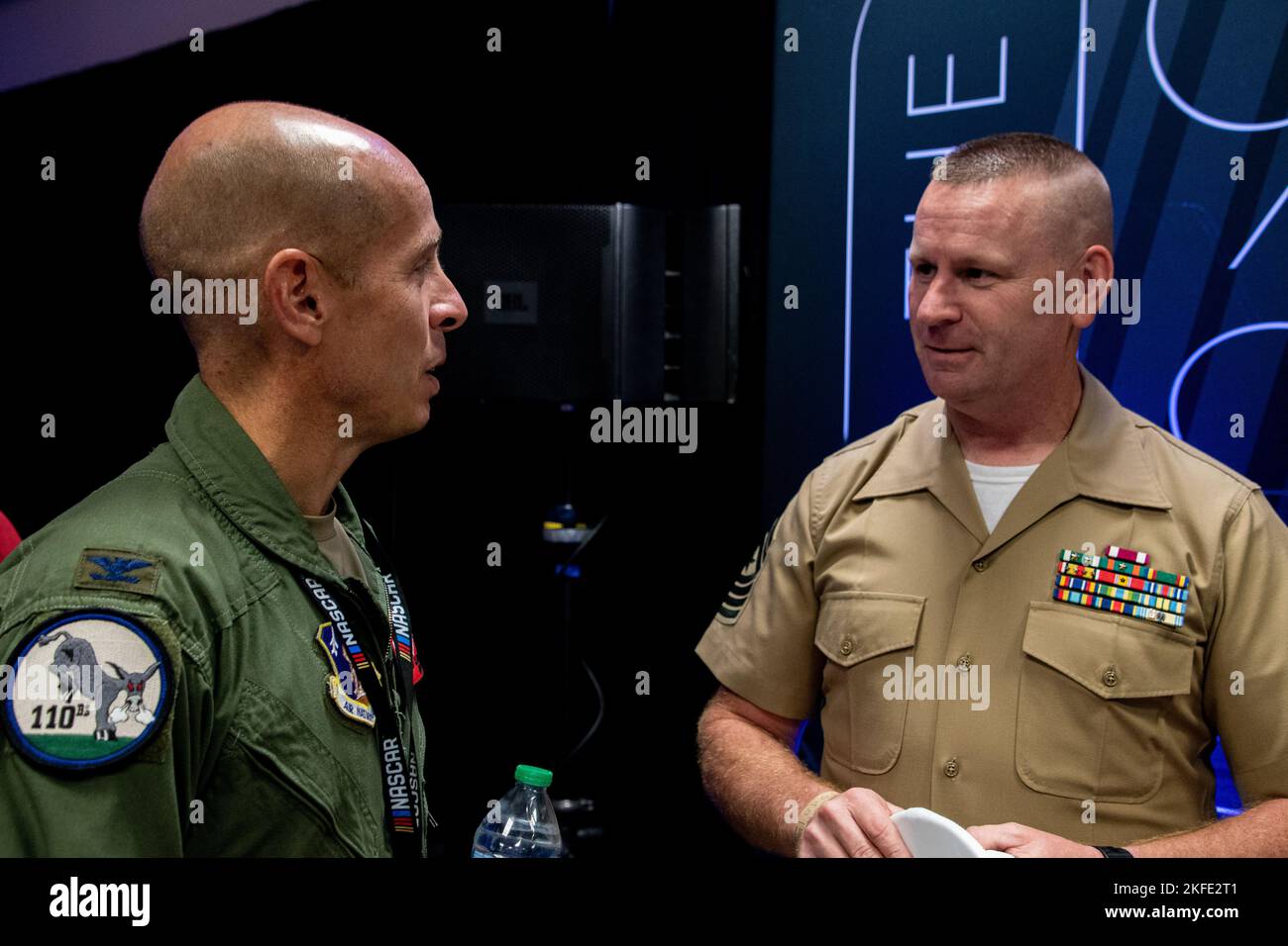 U.S. Air Force Col. Matthew Calhoun, 131st Bomb Wing commander, greets ...