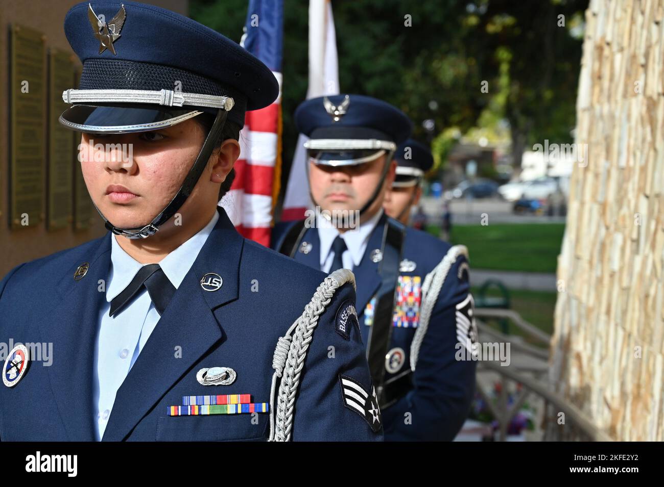 A U.S. Air Force color guard assigned to the 129th Rescue Wing ...
