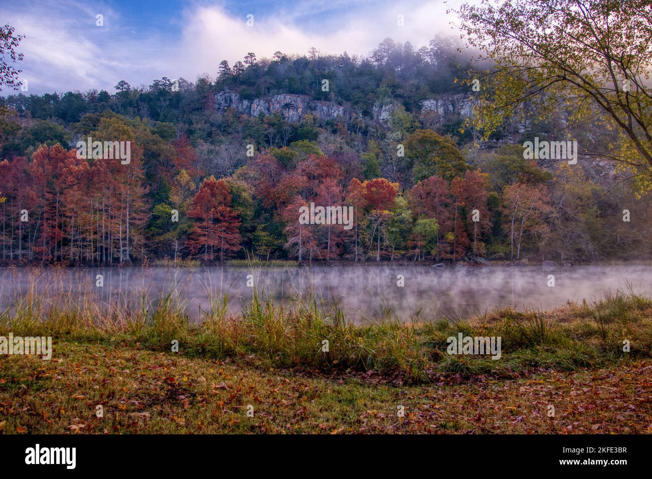 A scenic shot of colorful trees in Beavers Bend State Park Rock in ...
