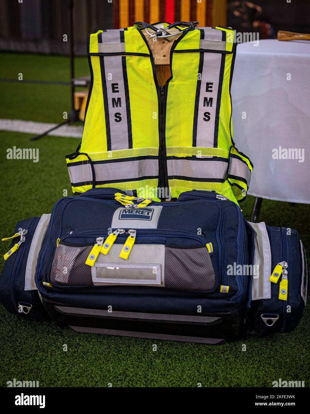 The 354th Medical Group displays an emergency medical service kit and ...