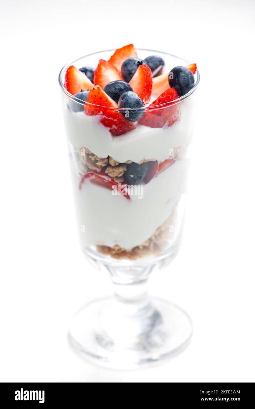 muesli with white yogurt and fruit Stock Photo - Alamy
