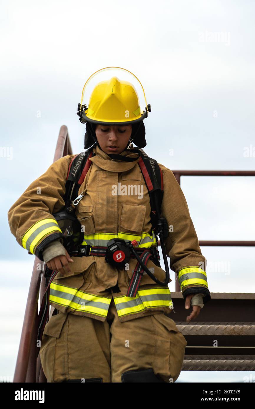 U.S. Marine Corps Pfc. Yadira Cervantes, a firefighter with Aircraft ...