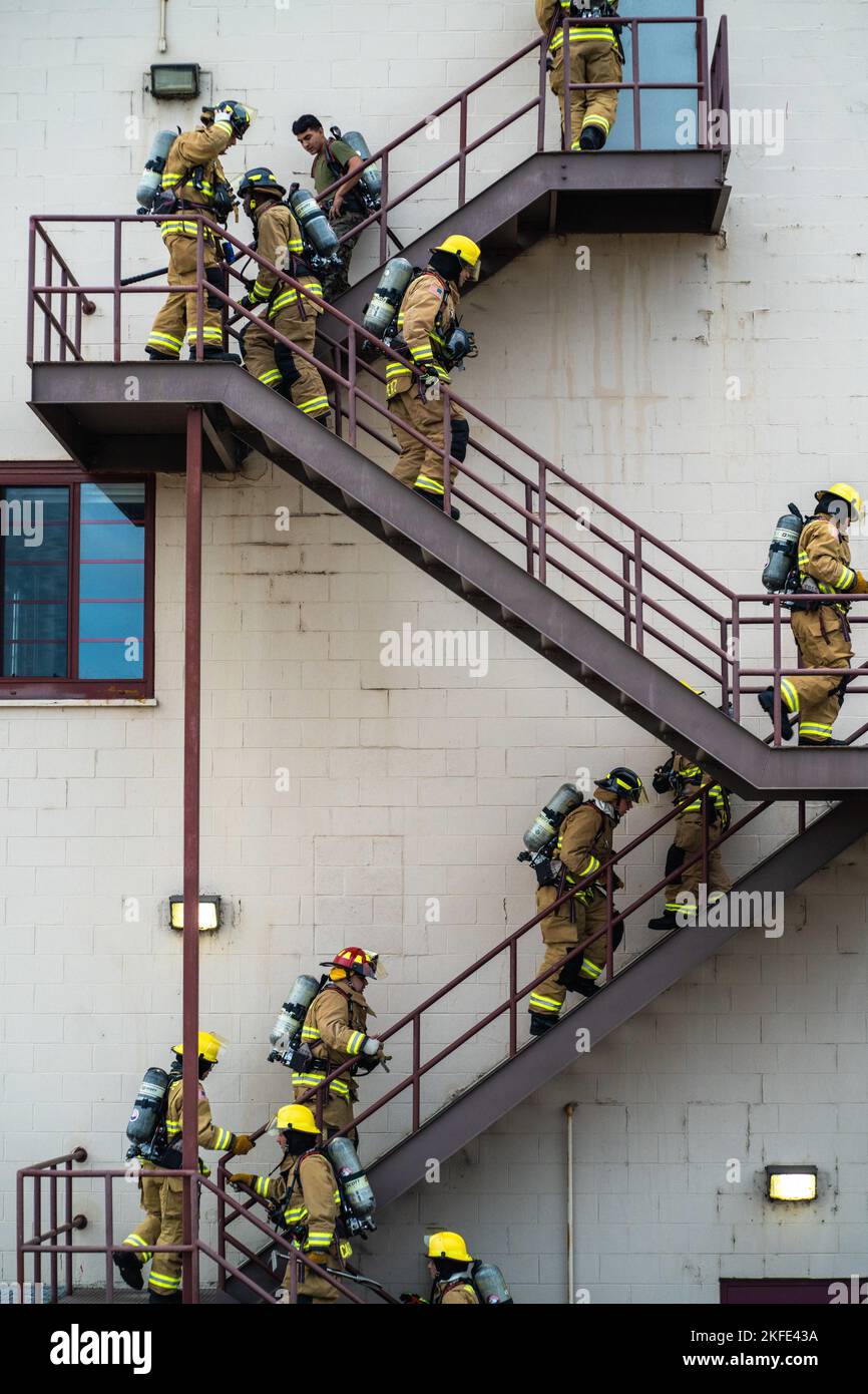 U.S. Marine Corps firefighters with Aircraft Rescue and Firefighting ...