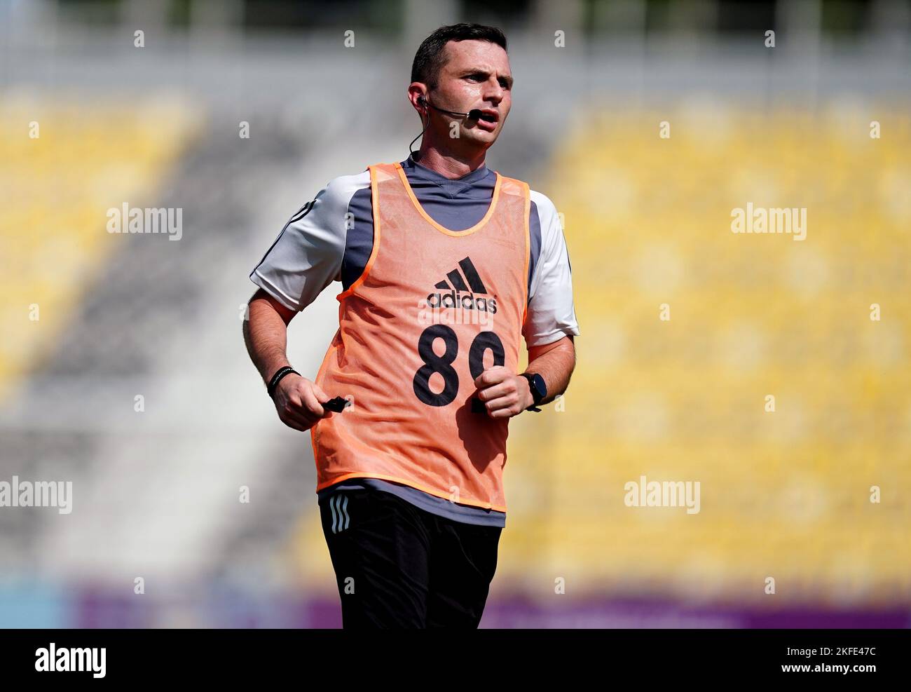 Michael Oliver during a referees media day held at the Qatar Sports ...