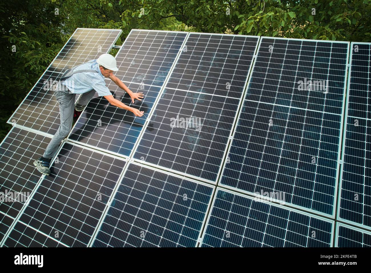 Aerial view engineer install solar hi-res stock photography and images ...