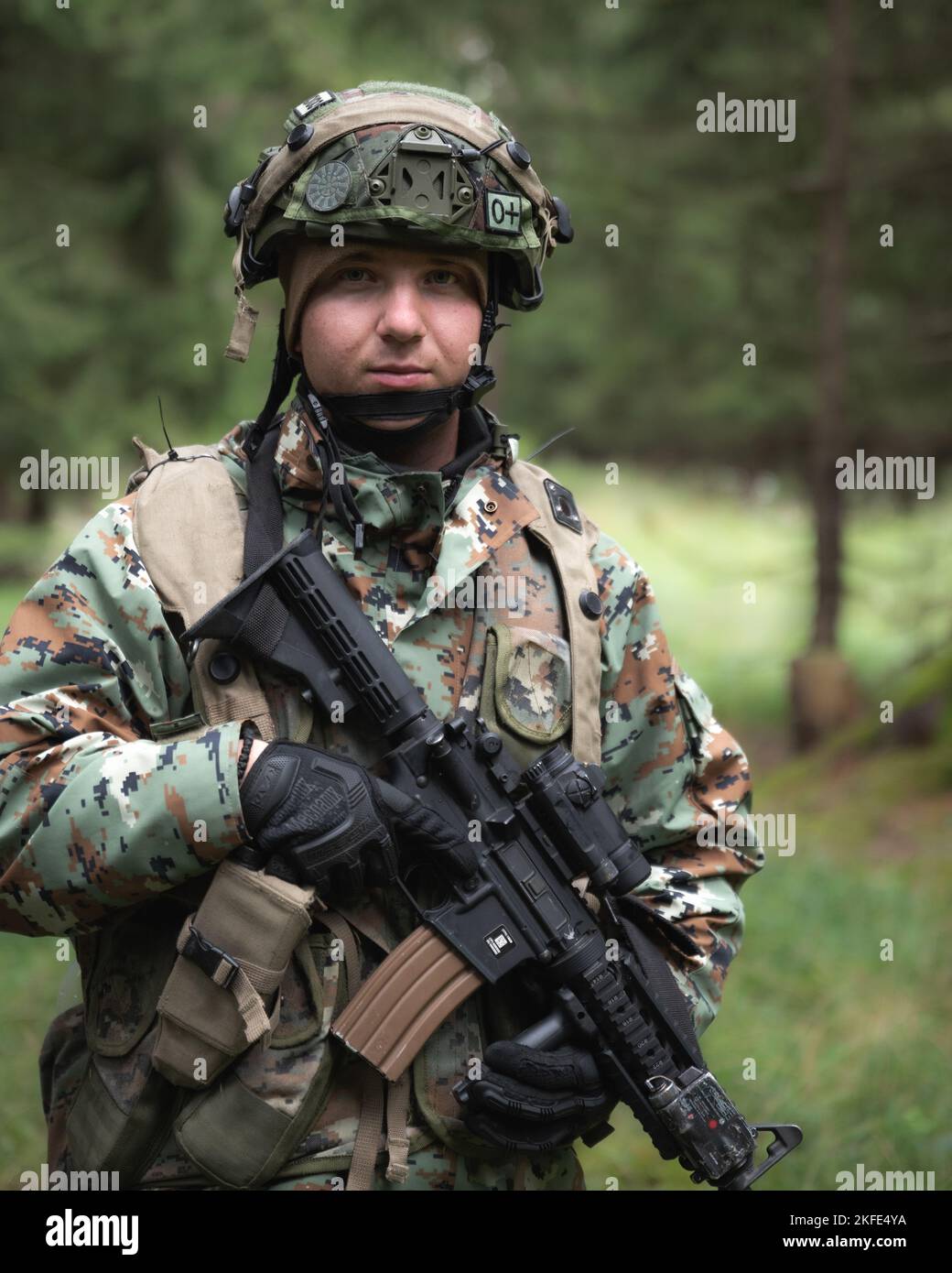 A North Macedonian soldier with the 2nd Mechanized Infantry Battalion ...
