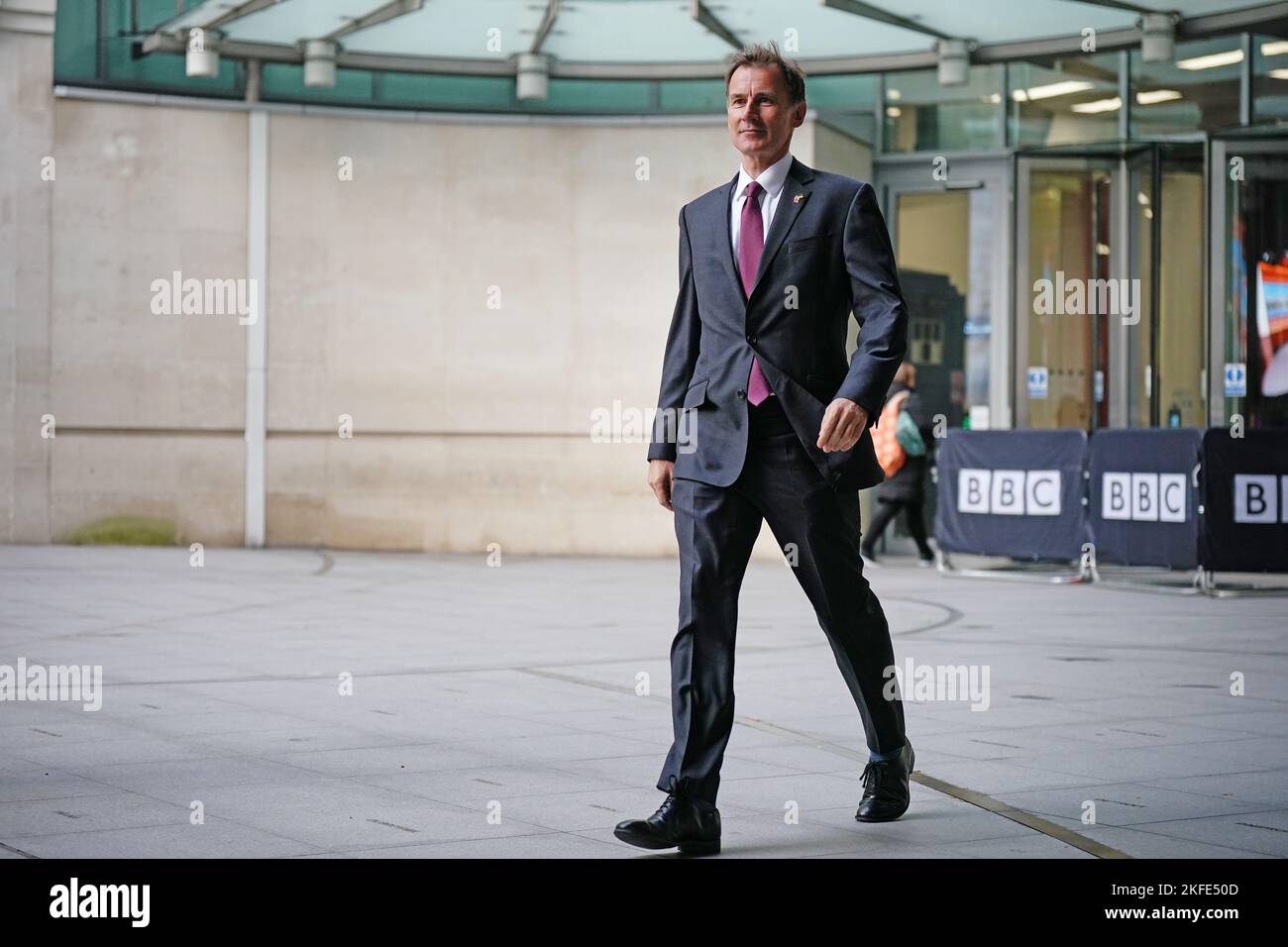 Chancellor of the Exchequer Jeremy Hunt gives a television interview ...