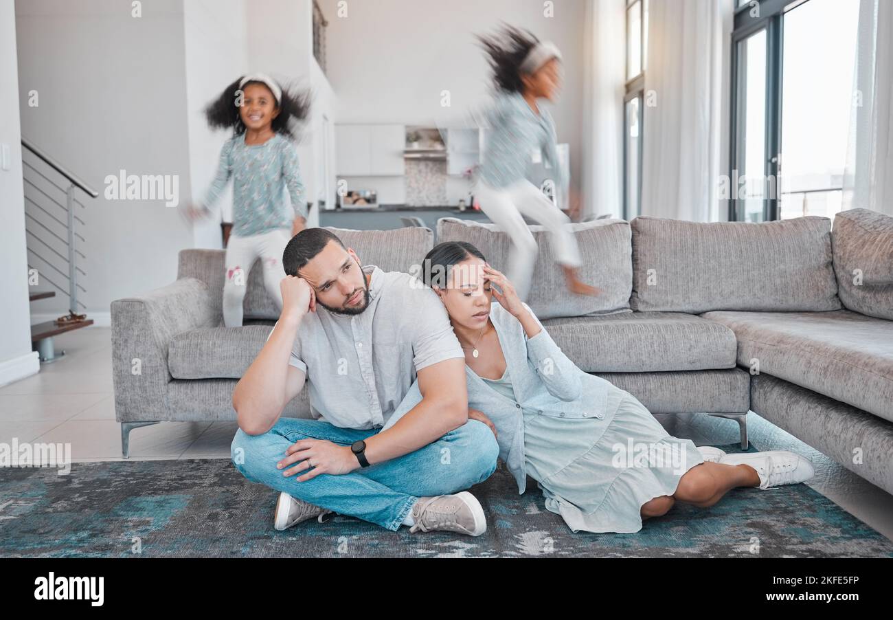 Child is jumping on the sofa in the living room hi-res stock ...