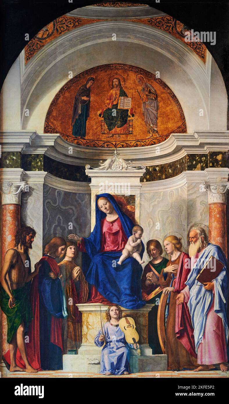 Madonna col Bambino in trono con S. Giovanni Battista, S. Cosma, S ...