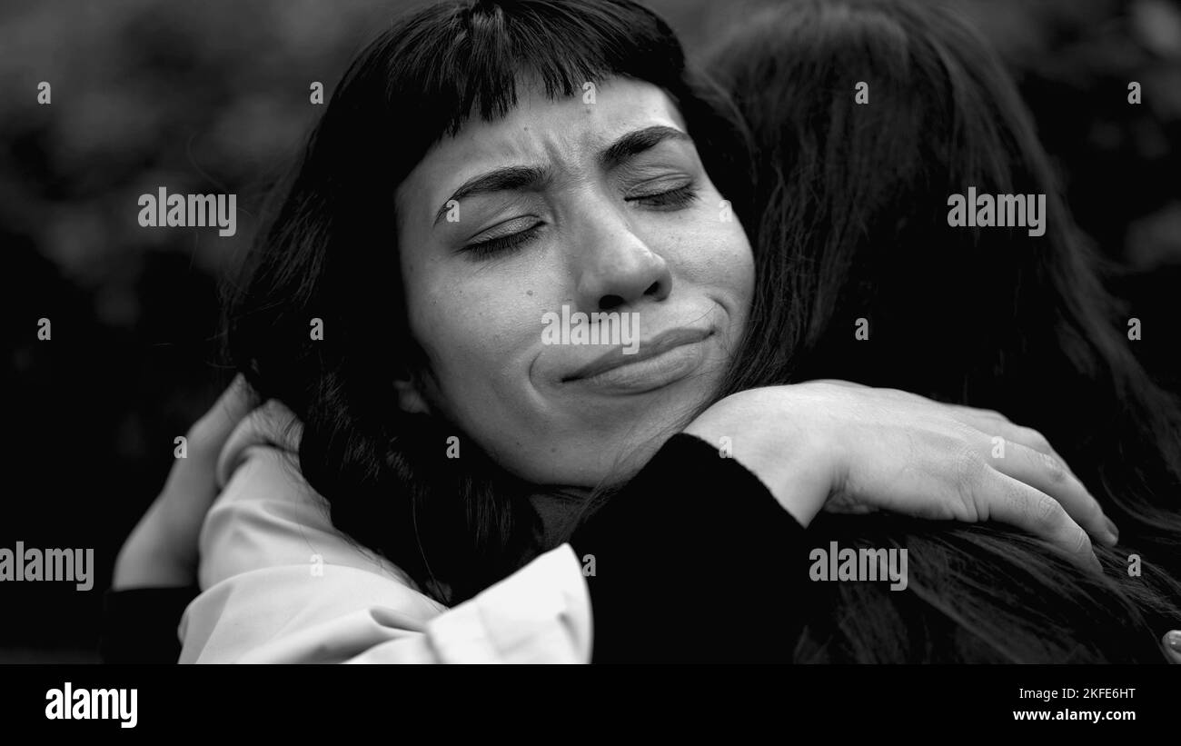 Sad People Hugging Black And White