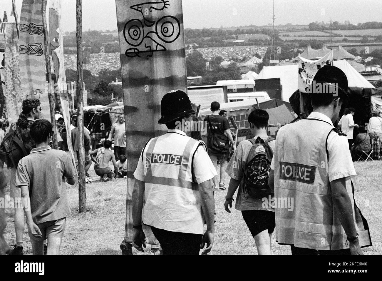 Police officers on patrol among the festival-goers in the Green Field ...