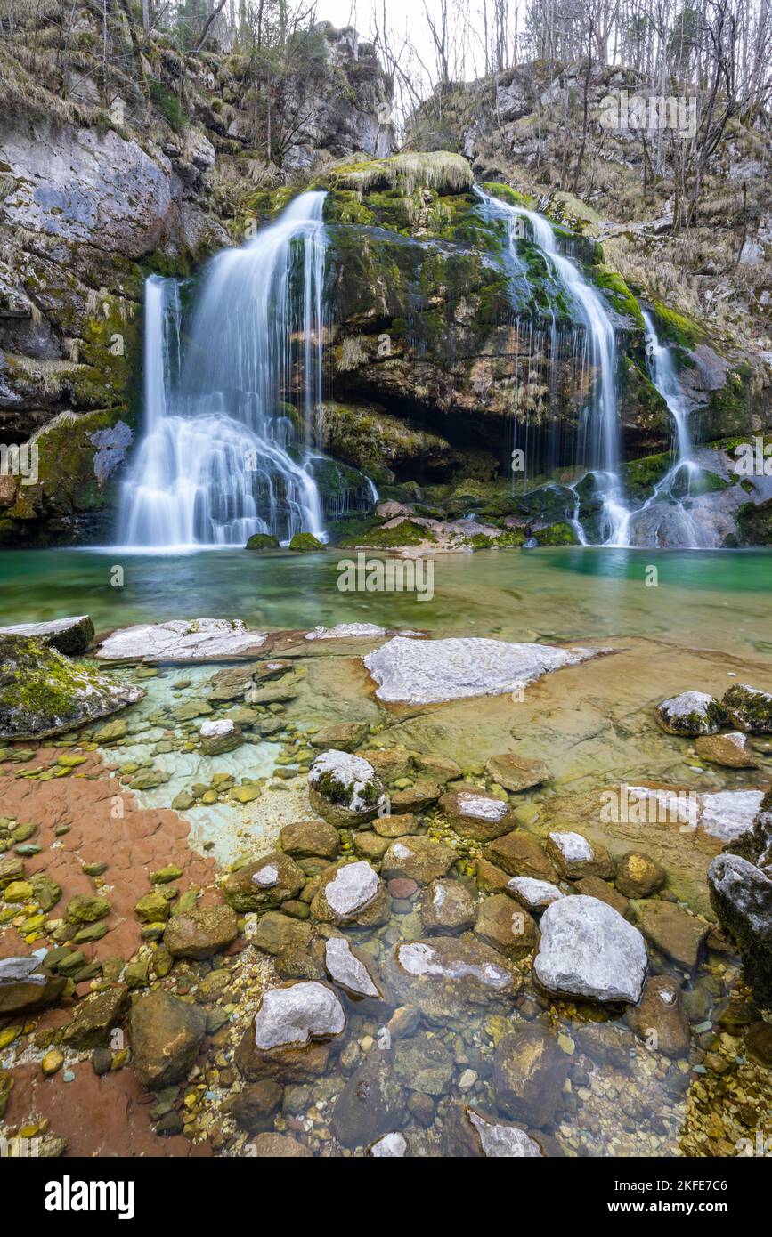 Waterfall Virje (Slap Virje), Triglavski national park, Slovenia Stock ...