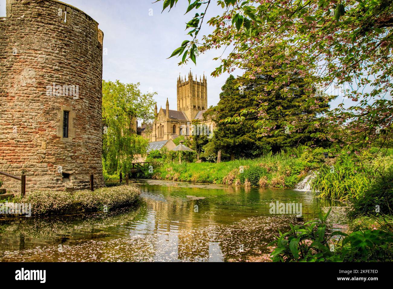 The magnificent Cathedral is reflected in the Bishop's Palace moat in ...