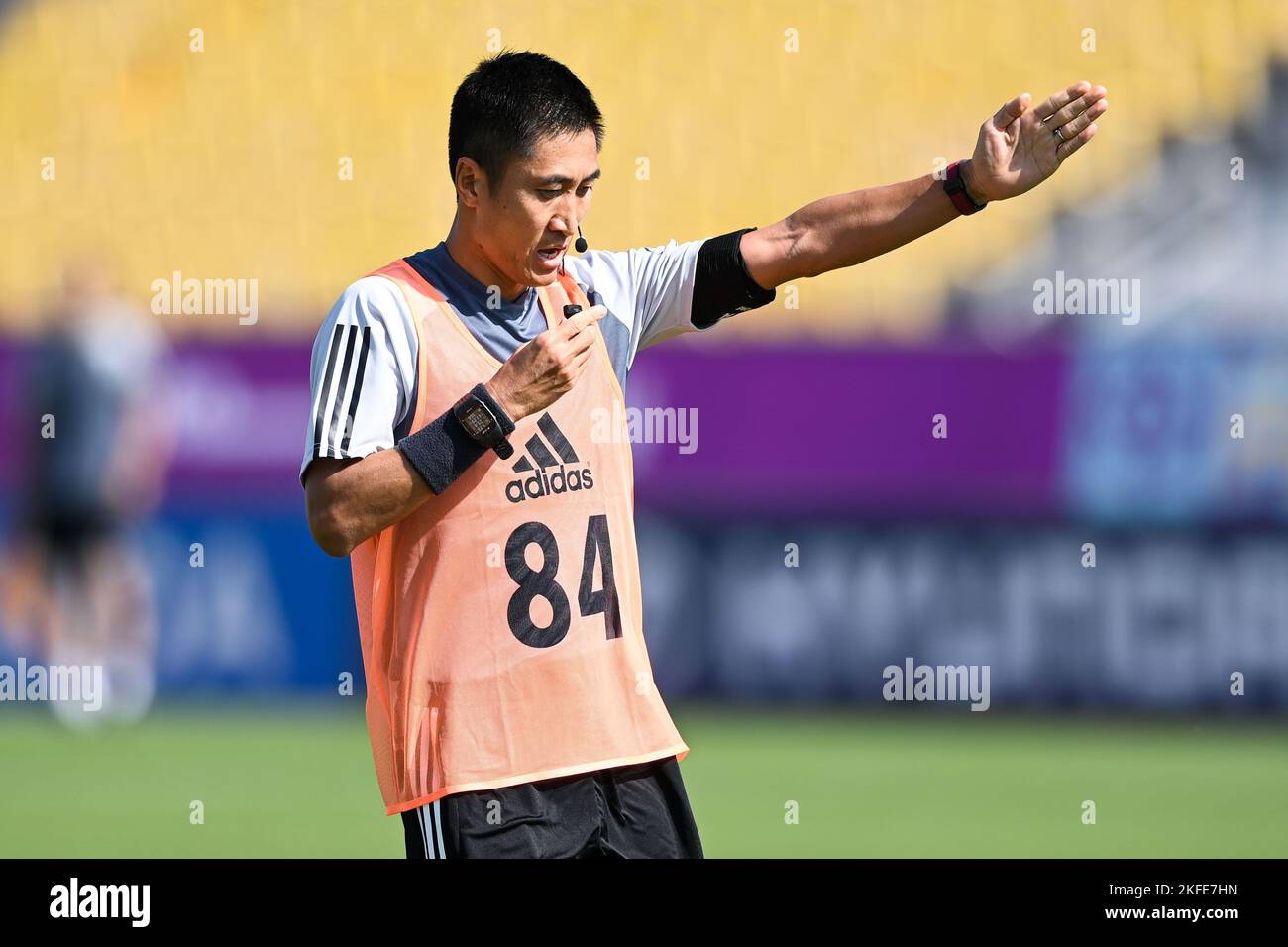 Doha City, Qatar, 18 November, 2022. The 2022 FIFA World Cup referees appear in public on media ...