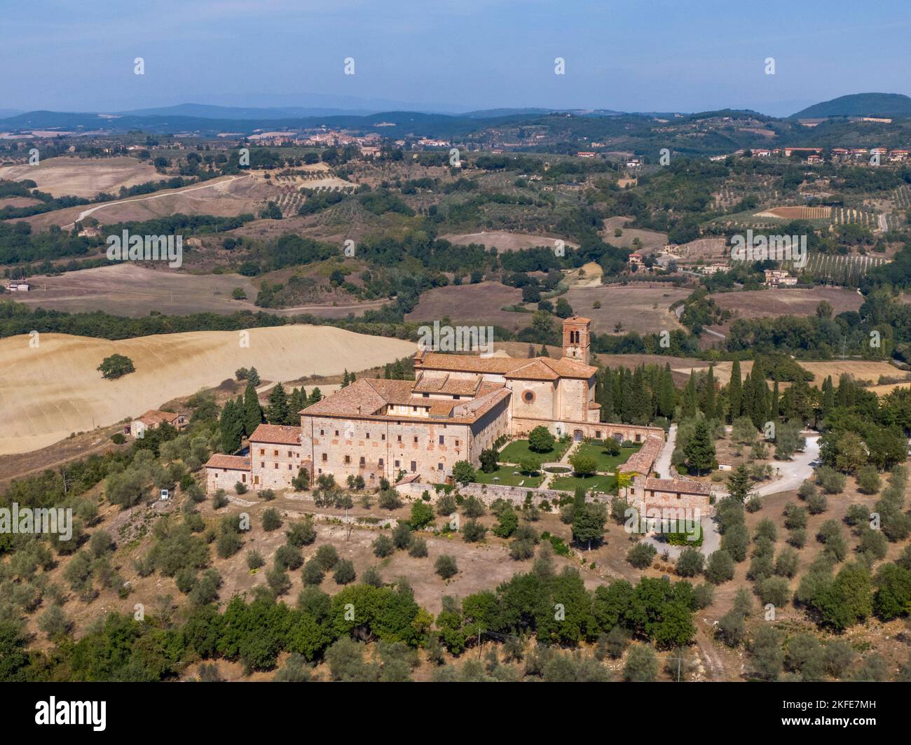 Aerial view of the monastery of Sant'Anna in Camprena where the film ...