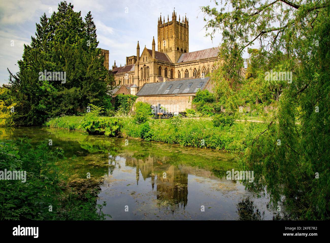 The magnificent Cathedral is reflected in the Bishop's Palace moat in ...